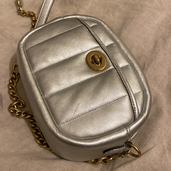 Coach | Bags | Coach Metallic Silver Quilted Crossbody Bag | Poshmark